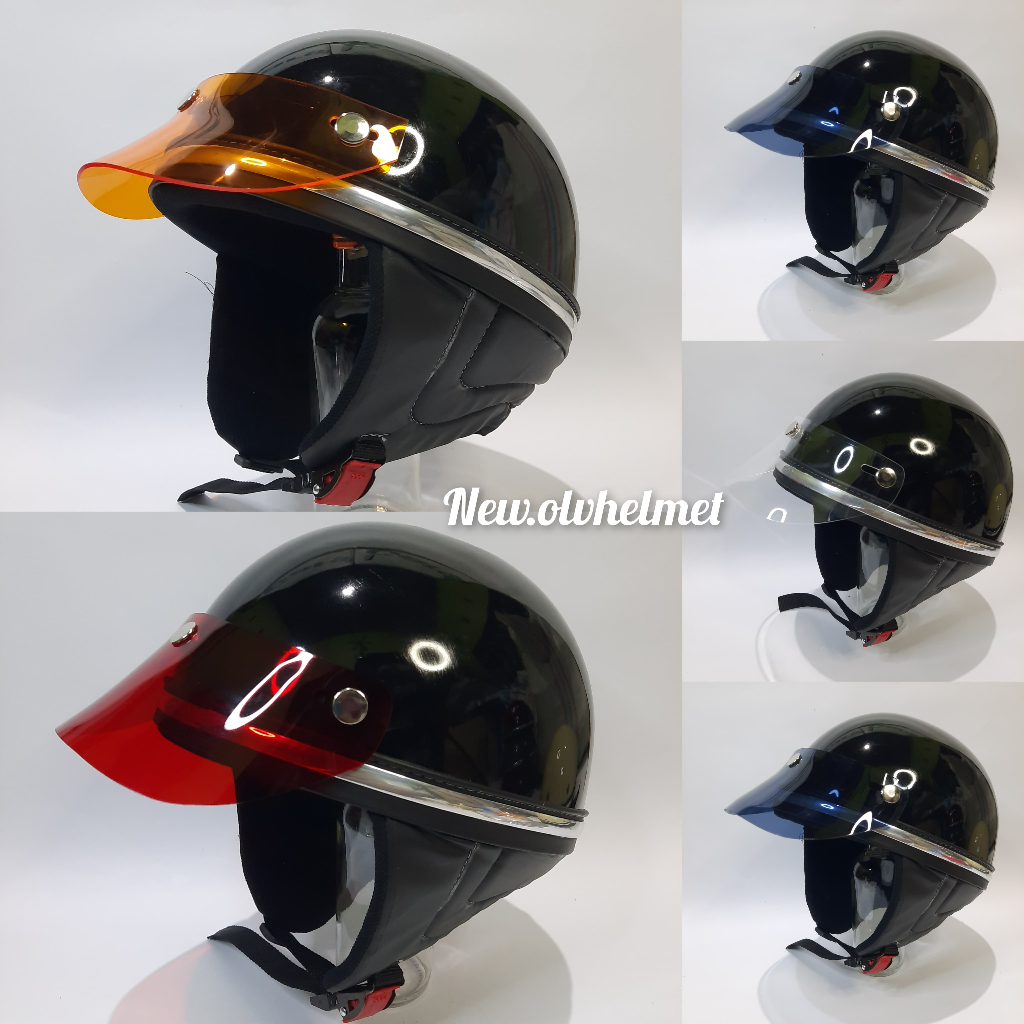 Jual HELM CHIPS RETRO LIS CHROME CLASSIC PET TRANSPARAN PRIA WANITA ...