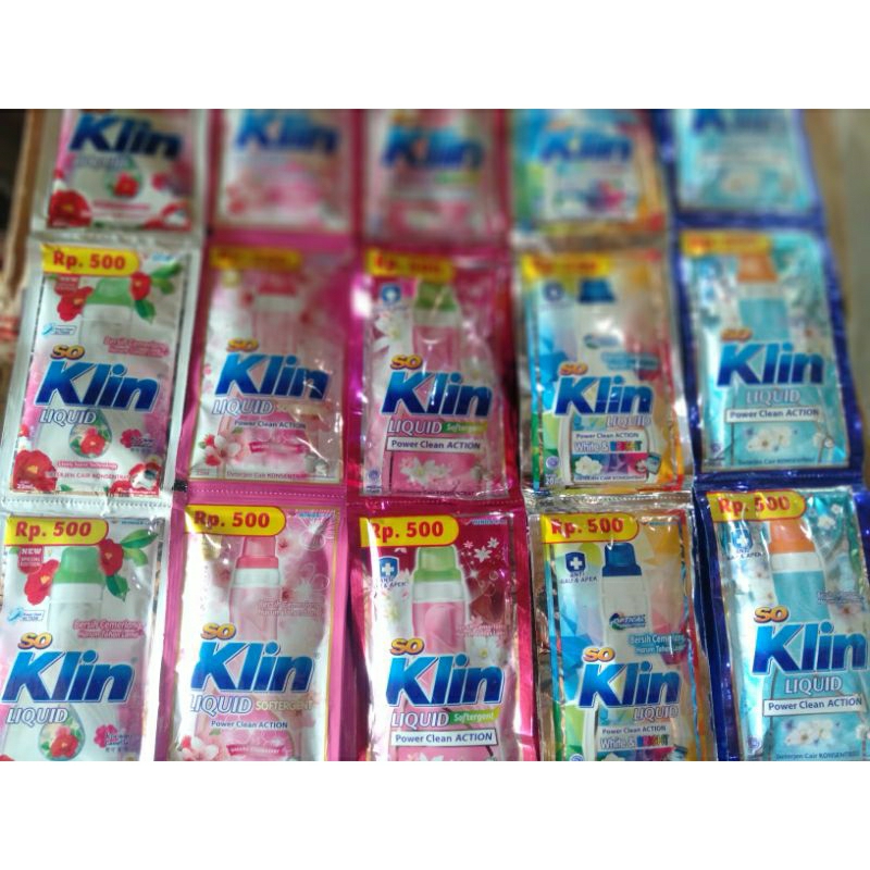 Jual Soklin Liquid / Sabun Cuci Cair (1 Renceng 12 Sachet) | Shopee ...