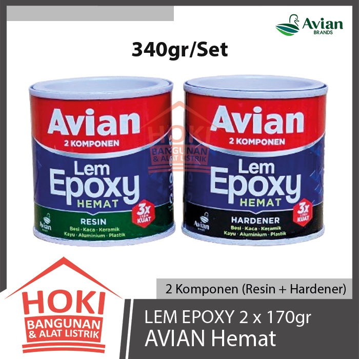 Jual LEM EPOXY HEMAT AVIAN 2 KOMPONEN RESIN + HARDENER 170gr x 2 Kaleng | Shopee Indonesia