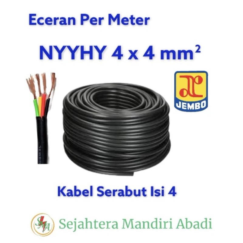 Jual Kabel Serabut NYYHY 4x4 Merek Jembo Per Meter Eceran Isi 4 Kulit Hitam | Shopee Indonesia