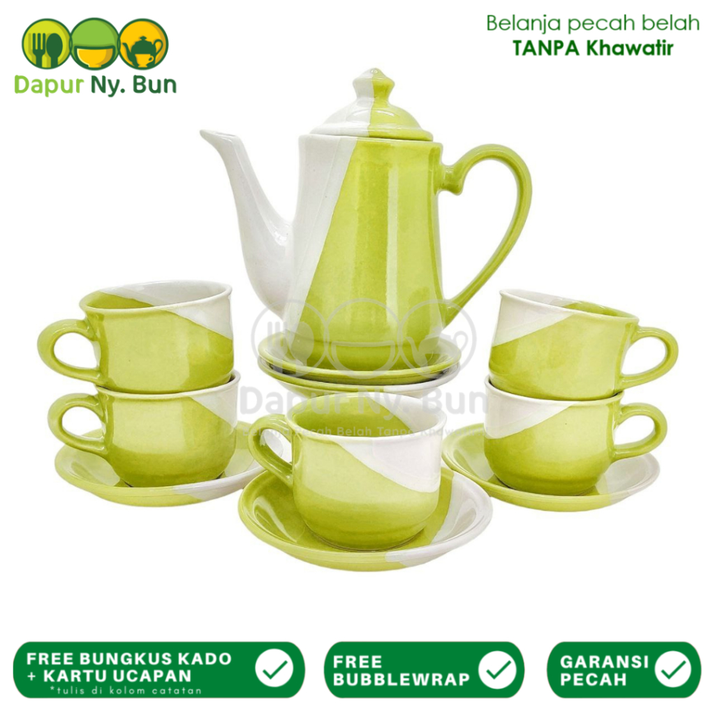 Jual Teko Set Two Tone Nikura Keramik 1 Teko 5 Cangkir 5 Tatakan ...