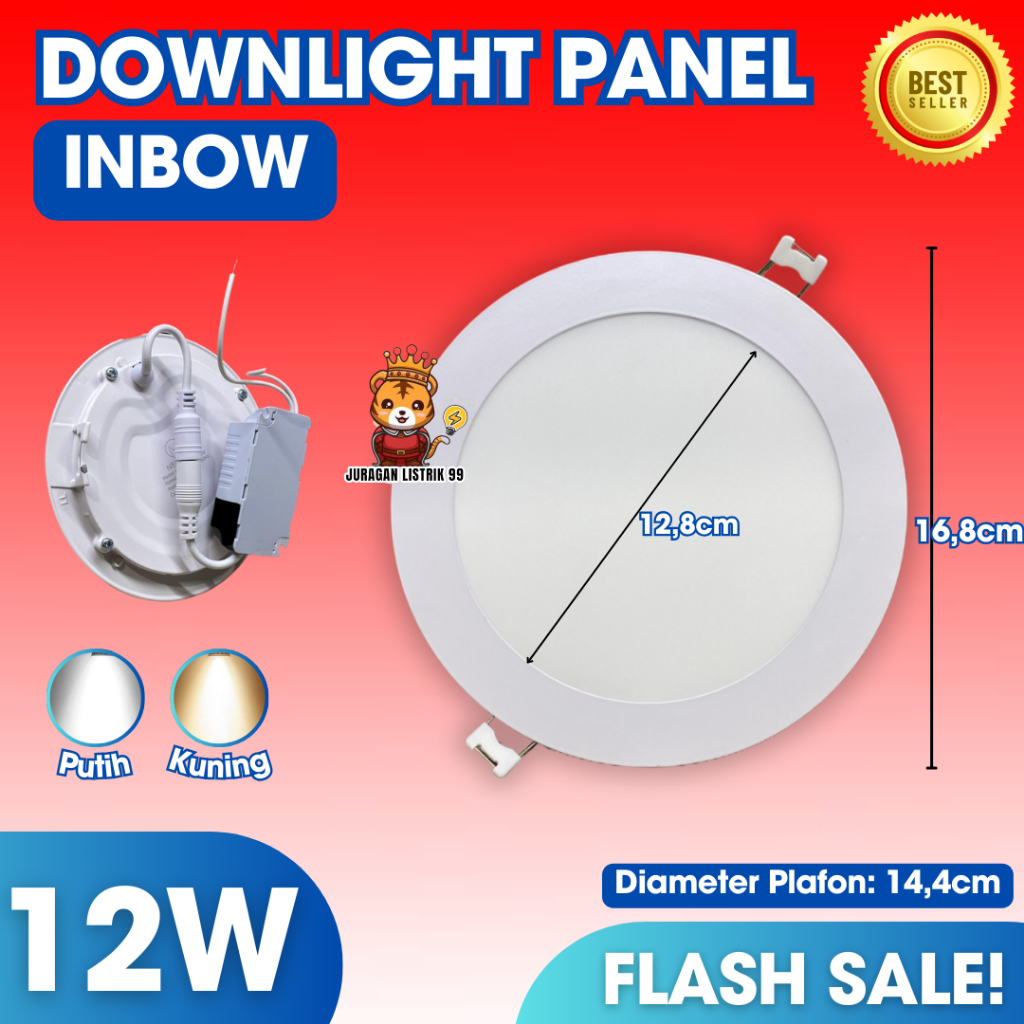 Jual LAMPU DOWNLIGHT LED PANEL INBOW 12 WATT BULAT / KOTAK | Shopee ...