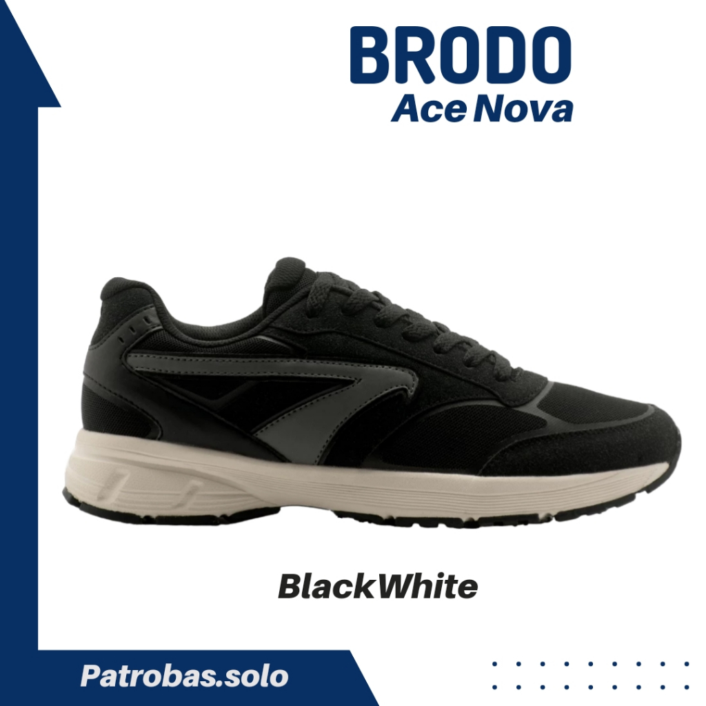Jual BRODO Ace Nova Black White Sepatu Sneakers Casual Shoes Pria Hitam ...