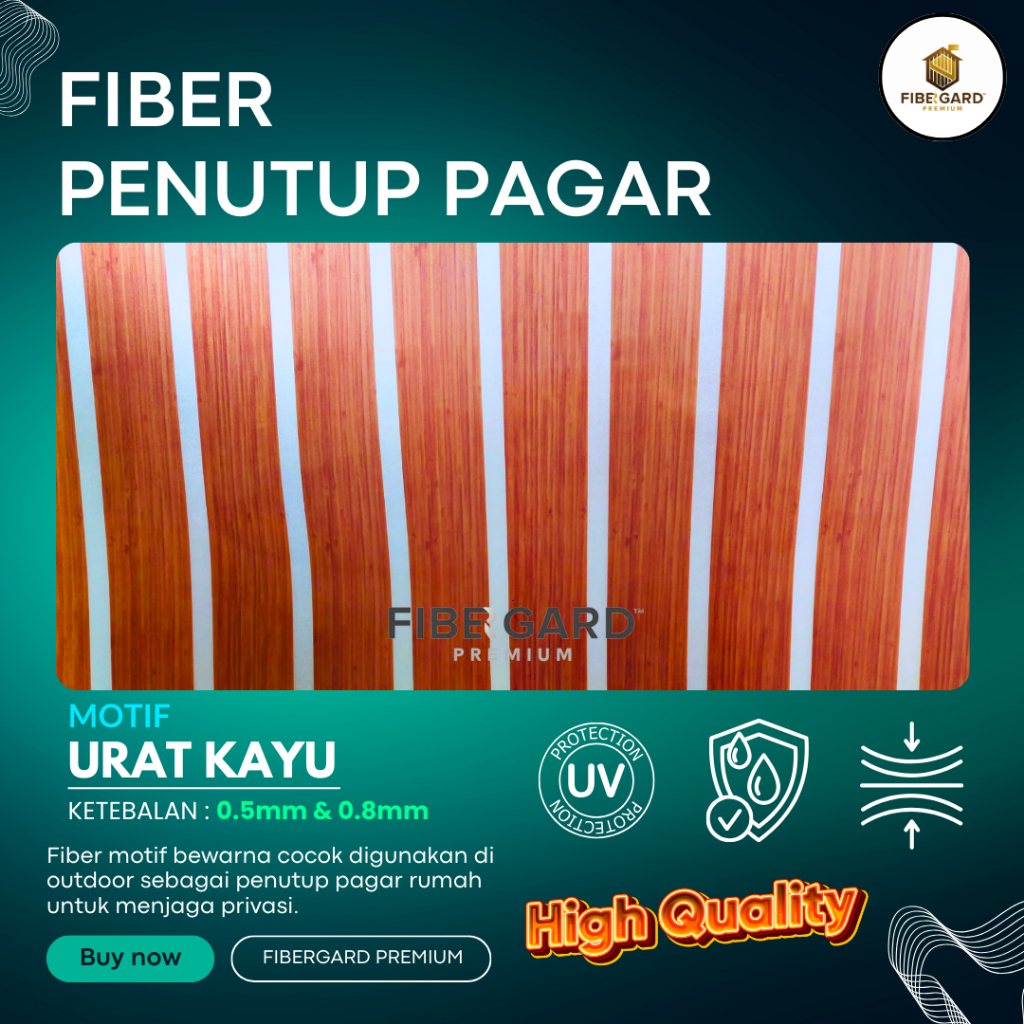 Jual [Per ½m] Fiber Penutup Pagar Rumah Motif KAYU Per 50cm | Shopee ...