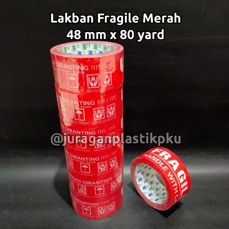 Jual Lakban / Isolasi Fragile Merah 48mm x 80 yard | Selotip Warna ...