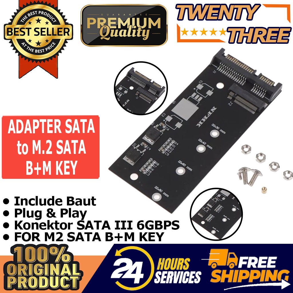 Jual Sata to m.2 sata ngff b m key converter adapter ssd hdd hardisk pc ...