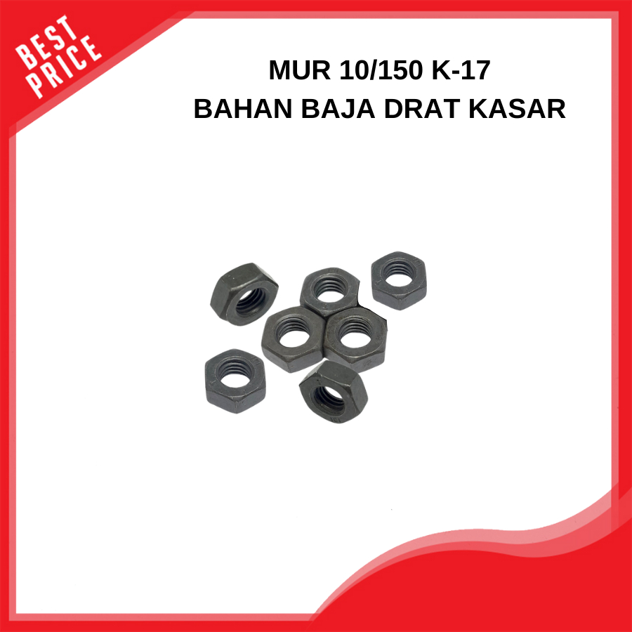 Jual Produk Mur Baja 1 Pcs Ukuran 10 Kunci 17 Tebal 8 mm Warna Hitam ...