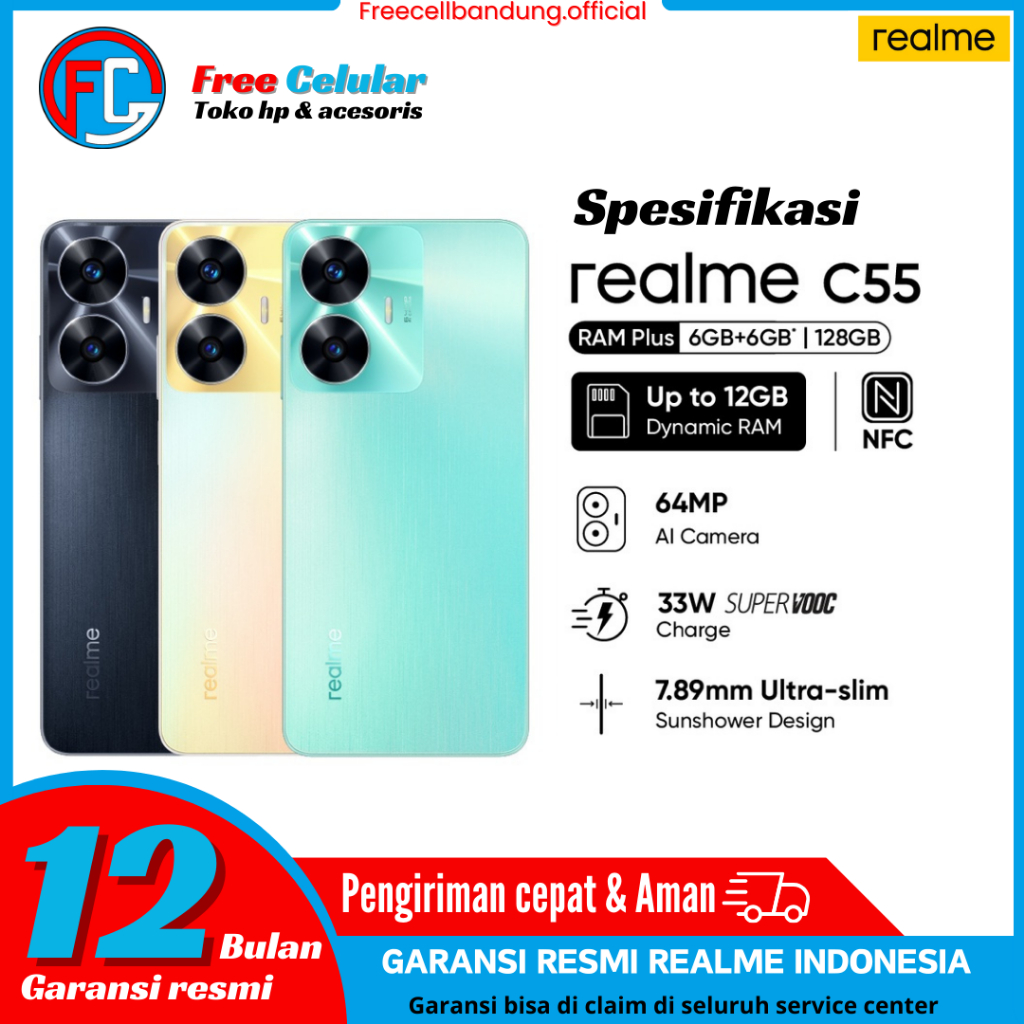 Jual realme C55 6GB + 6GB (33W SUPERVOOC Charge | 64MP AI Camera ...