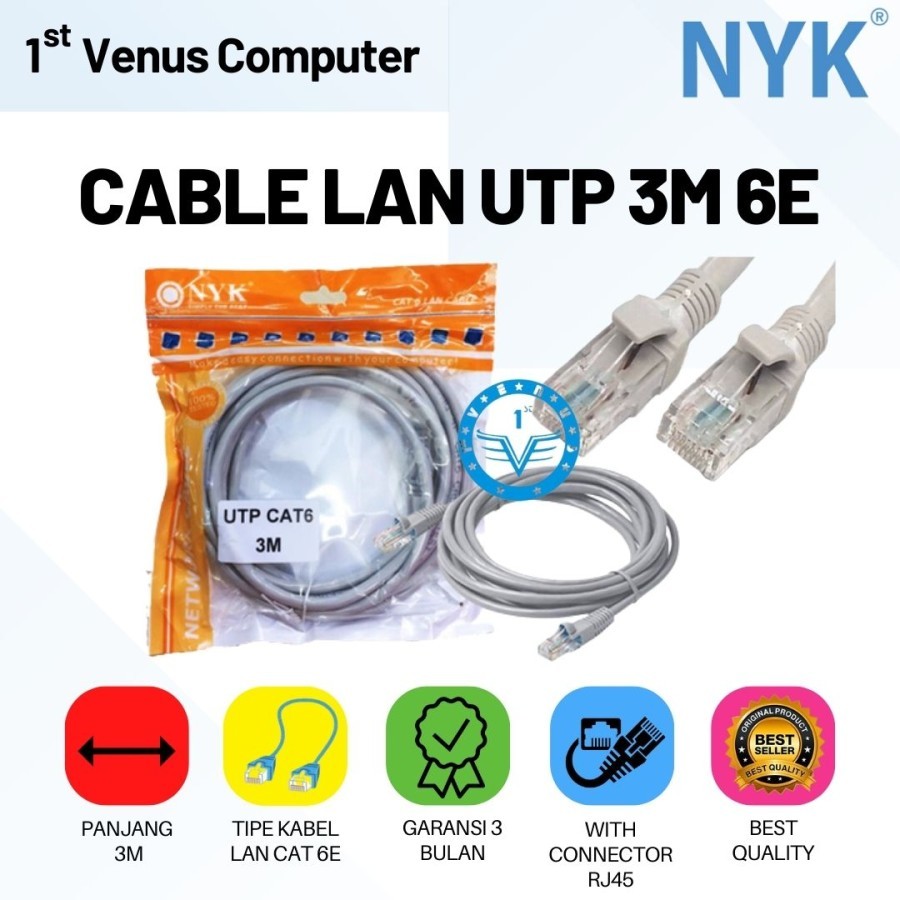Jual CABLE UTP LAN 3M 6E / KABEL UTP CAT 6E 3M / CAB46-CAB | Shopee ...