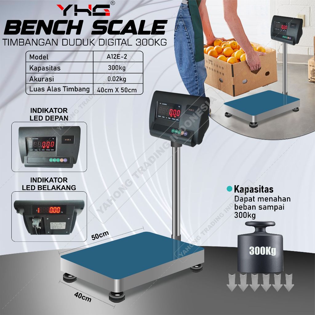 Jual Timbangan Barang Digital Bench Scale A12E Dual Display 300kg YHG | Shopee Indonesia