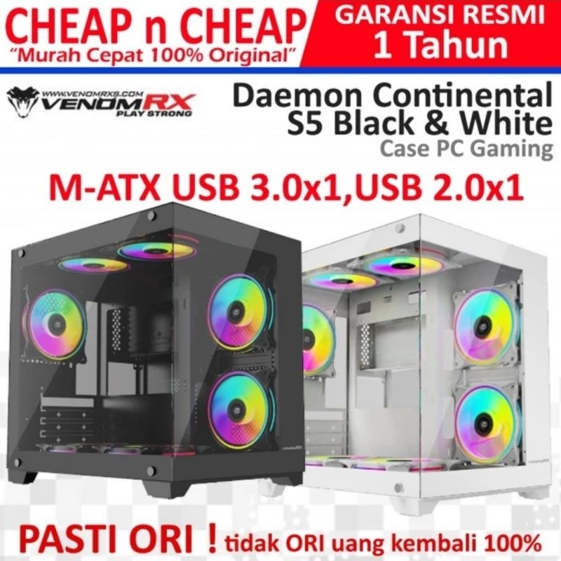 Jual VenomRX Daemon Continental S5 Black White Casing Case PC Gaming ...