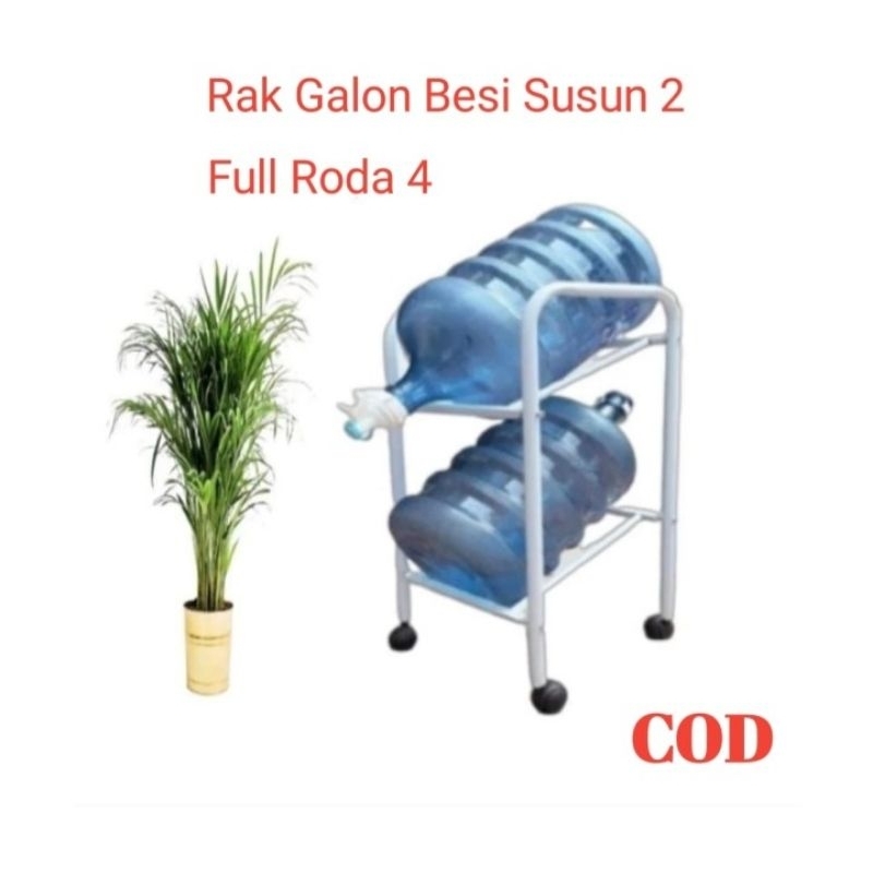 Jual Rak Tempat Galon Susun 2 Rak Galon Besi Roda | Shopee Indonesia