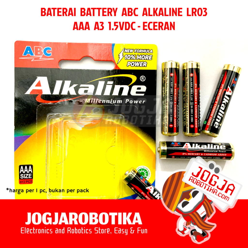 Jual Baterai Battery ABC Alkaline Size AAA A3 LR03 1.5V - Eceran ...