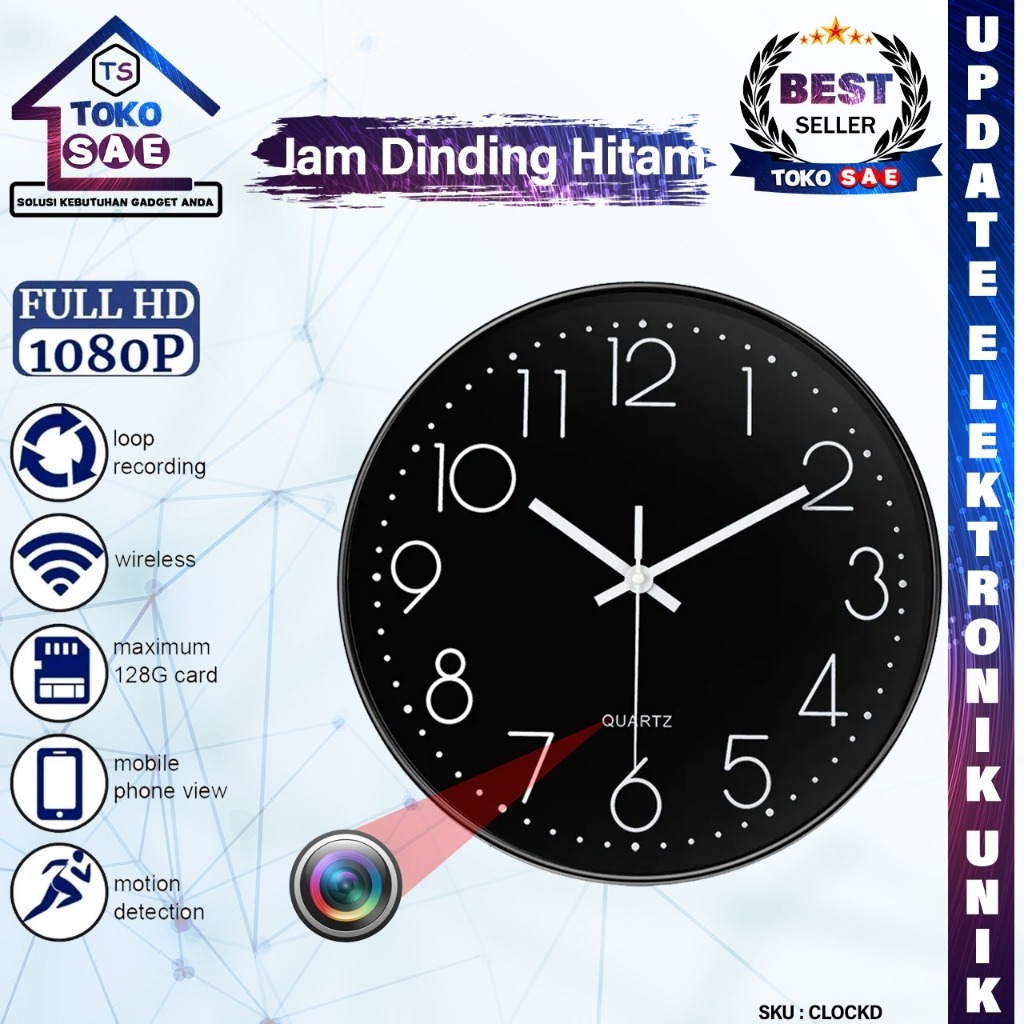 Jual Smart CCTV Wifi Wireless IP Camera Jam Dinding Wall Clock Kamera ...