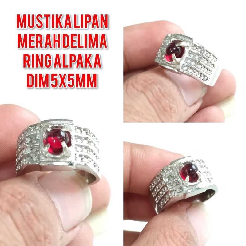 Jual CINCIN BATU MUSTIKA LIPAN BULAT MERAH DELIMA MERAH SIEM ALPAKA ...