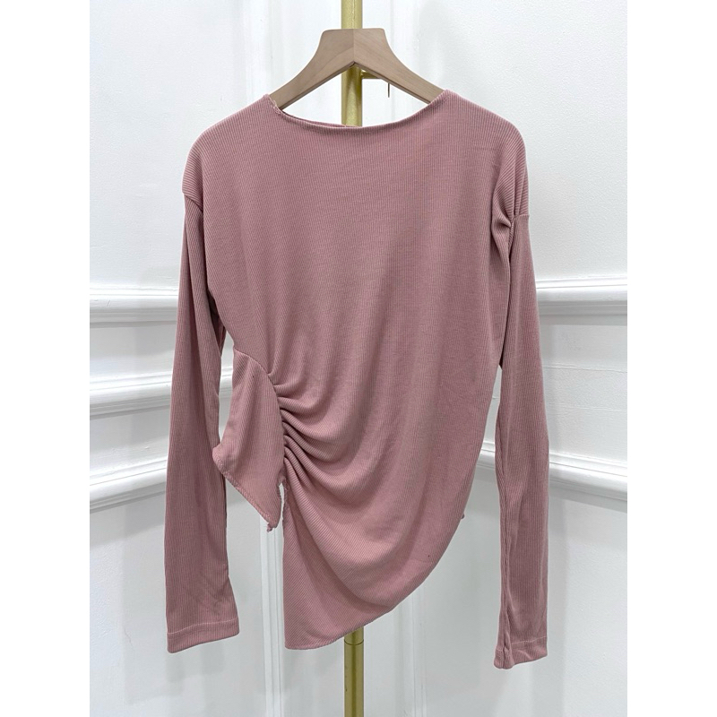 Jual BLOUSE CROP RIB KNIT CROP MODEL KERUT SAMPING RIB BLOUSE RIRI ...