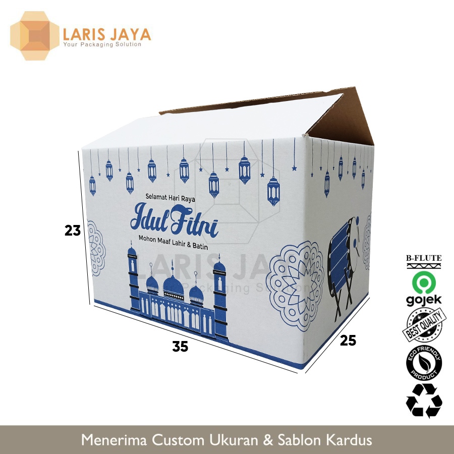Jual Box Parcel Lebaran Idul Fitri 35 x 25 x 23 cm /Sablon Bedug/Sablon ...
