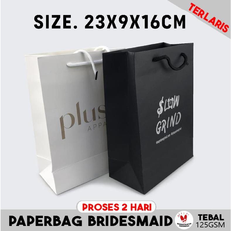 Jual (+SABLON) Paper Bag Hitam Polos Murah 23x9x16 cm Papper Bag Kado Souvenir Packaging Olshop ...