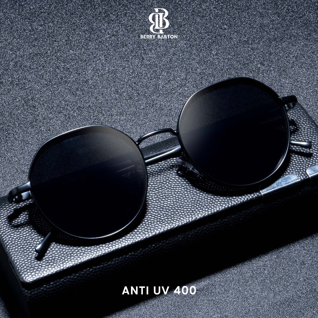 Jual Berrybarton -Kacamata Hitam Fashion Style Bulat Metal Sunglasses Anti UV400 Outdoor Pria ...