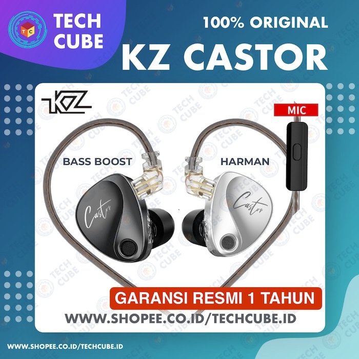 Jual KZ CASTOR with MIC Dual Dynamic Driver Earphone Headset Harman ...