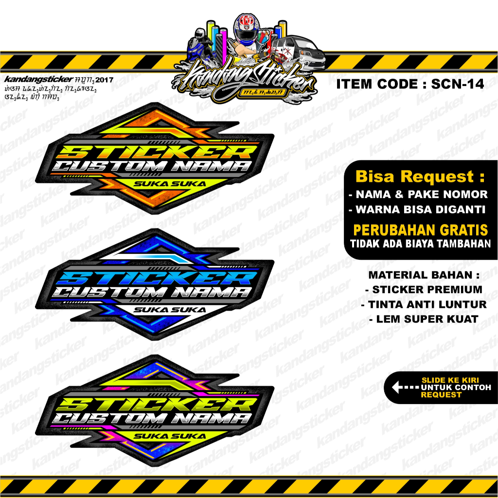 Jual Stiker Racing Custom Satuan Nama Suka Suka Sticker Custom Stiker ...