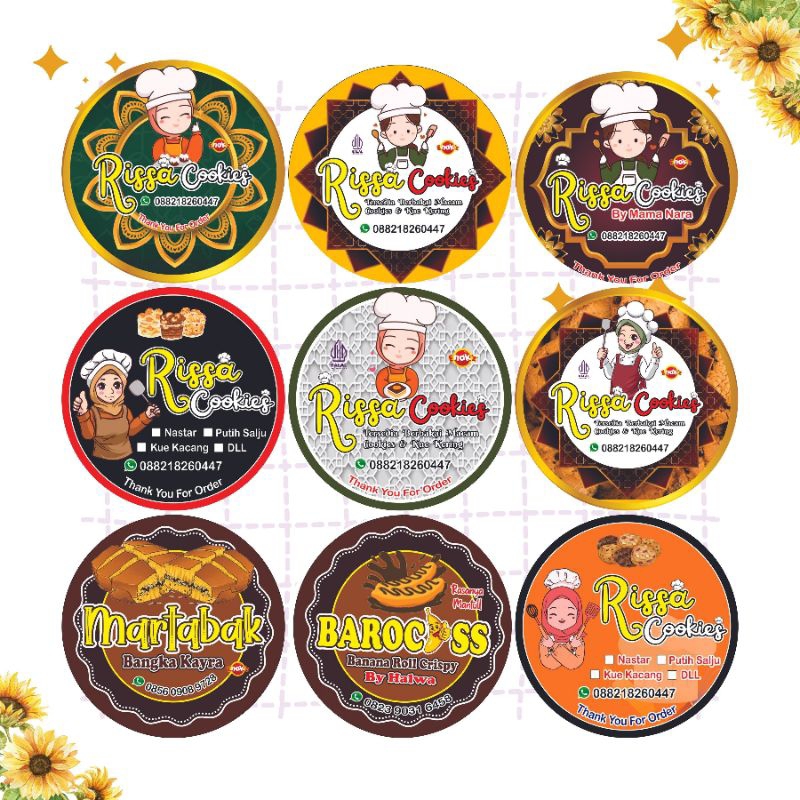 Jual (50pcs)(FREE DESAIN) Cetak stiker cookies Stiker kue kering Stiker ...