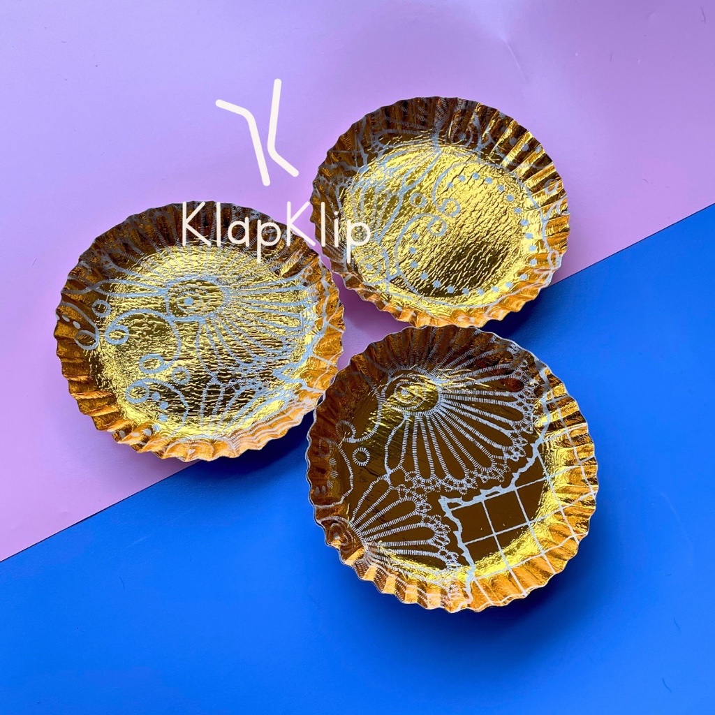 Jual 10pcs Piring Kertas Emas Ukuran 12cm - Piring Kertas Emas Motif ...