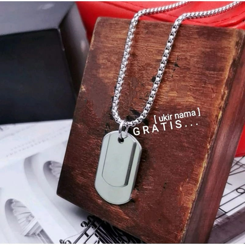 Jual KALUNG PRIA BAJA LIONTIN ARMY STYLE ANTI KARAT BISA UKIR NAMA ...