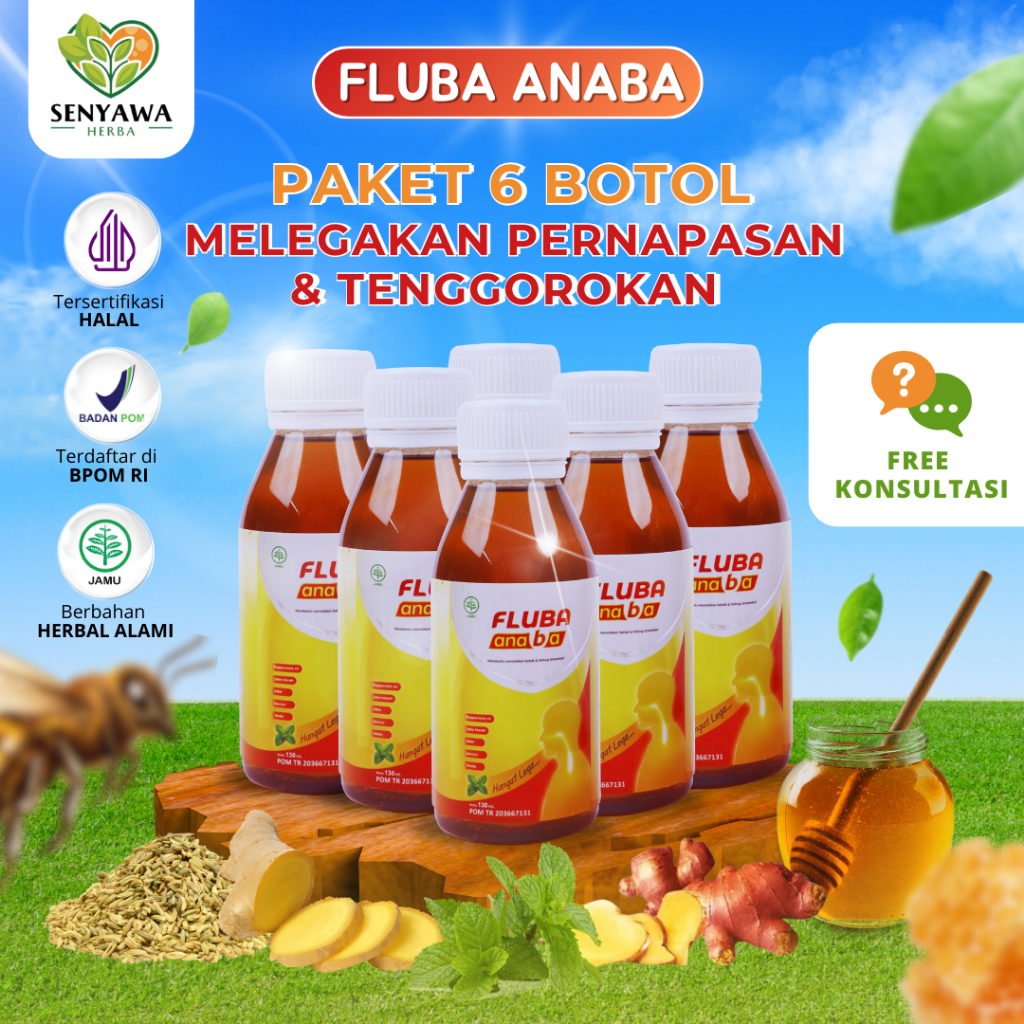 Jual Paket 6 Botol FLUBA ANABA Madu Obat Herbal Mengatasi Flu & Batuk ...