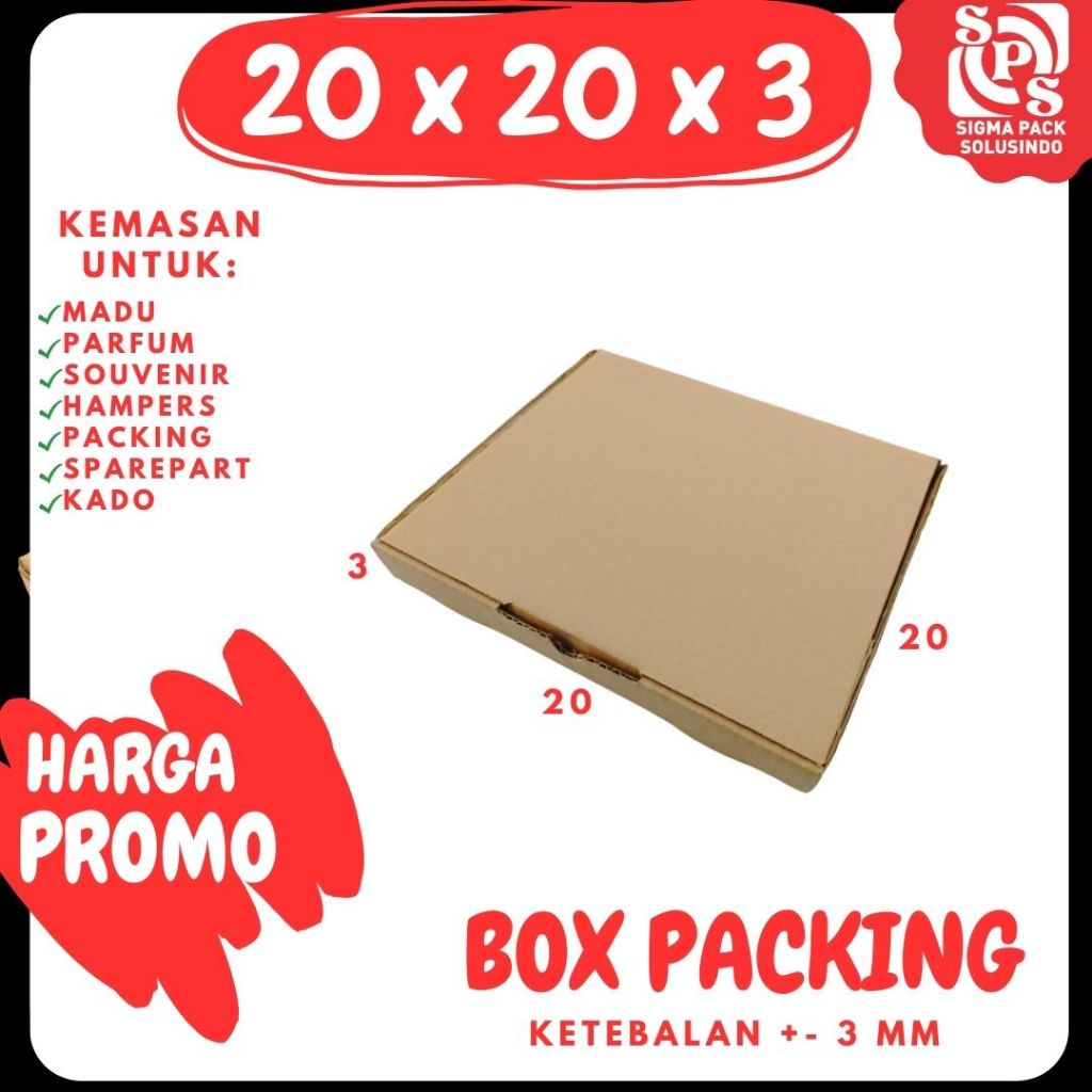 Jual kardus 20x20x3 /23x20x3 LD Dus box 20x20x3-23x20x3 Dus pizza ...
