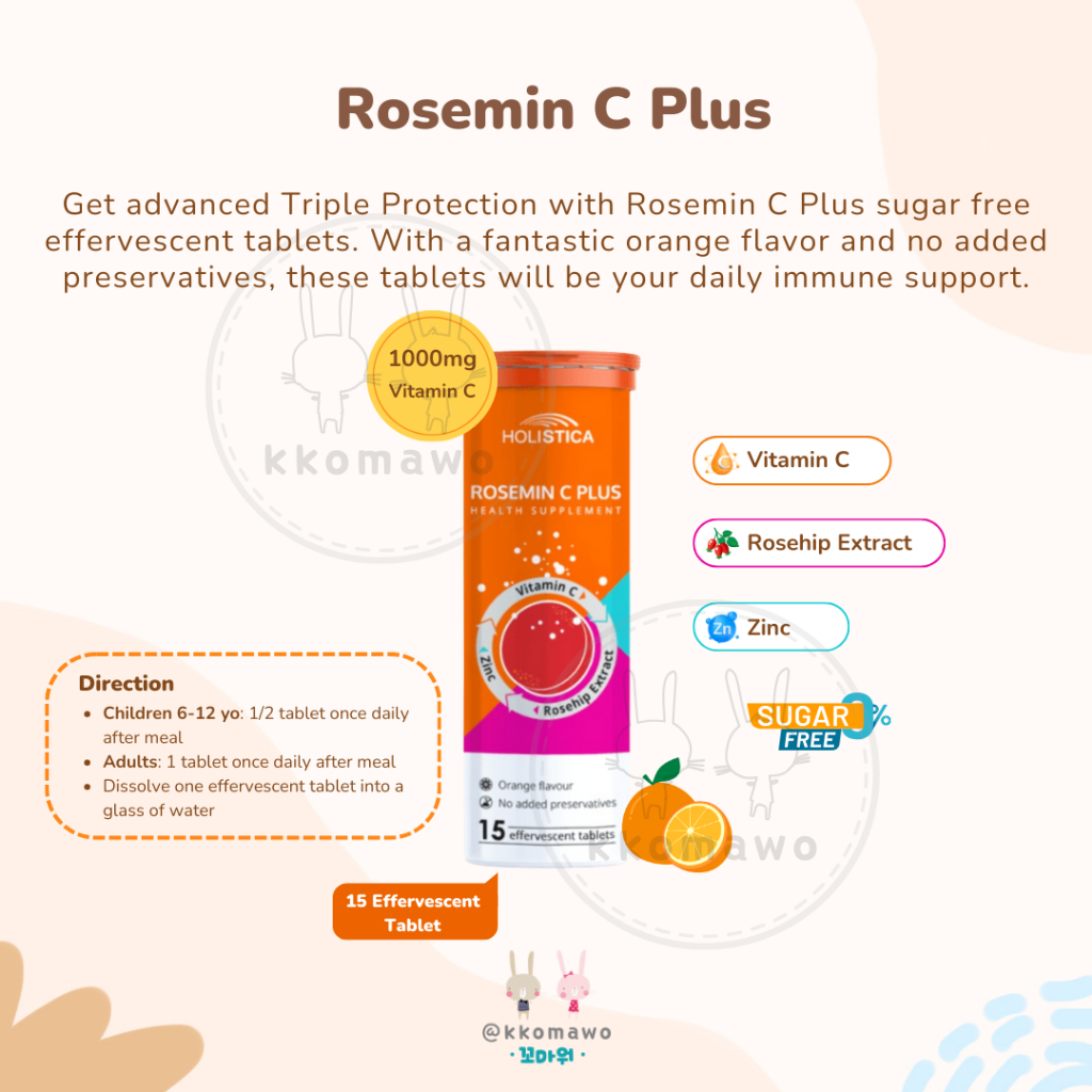 Jual Holistica - Rosemin C Plus - Vitamin C 1000mg Effervescent Tablets ...