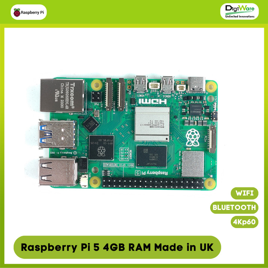 Jual Raspberry Pi 5 4GB RAM Made in UK | Mini PC Raspi 5 | raspberry Pi ...