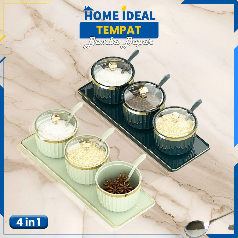 Jual Tempat Bumbu Dapur Set Sendok 4IN1 / Wadah Bumbu Aesthetic ...