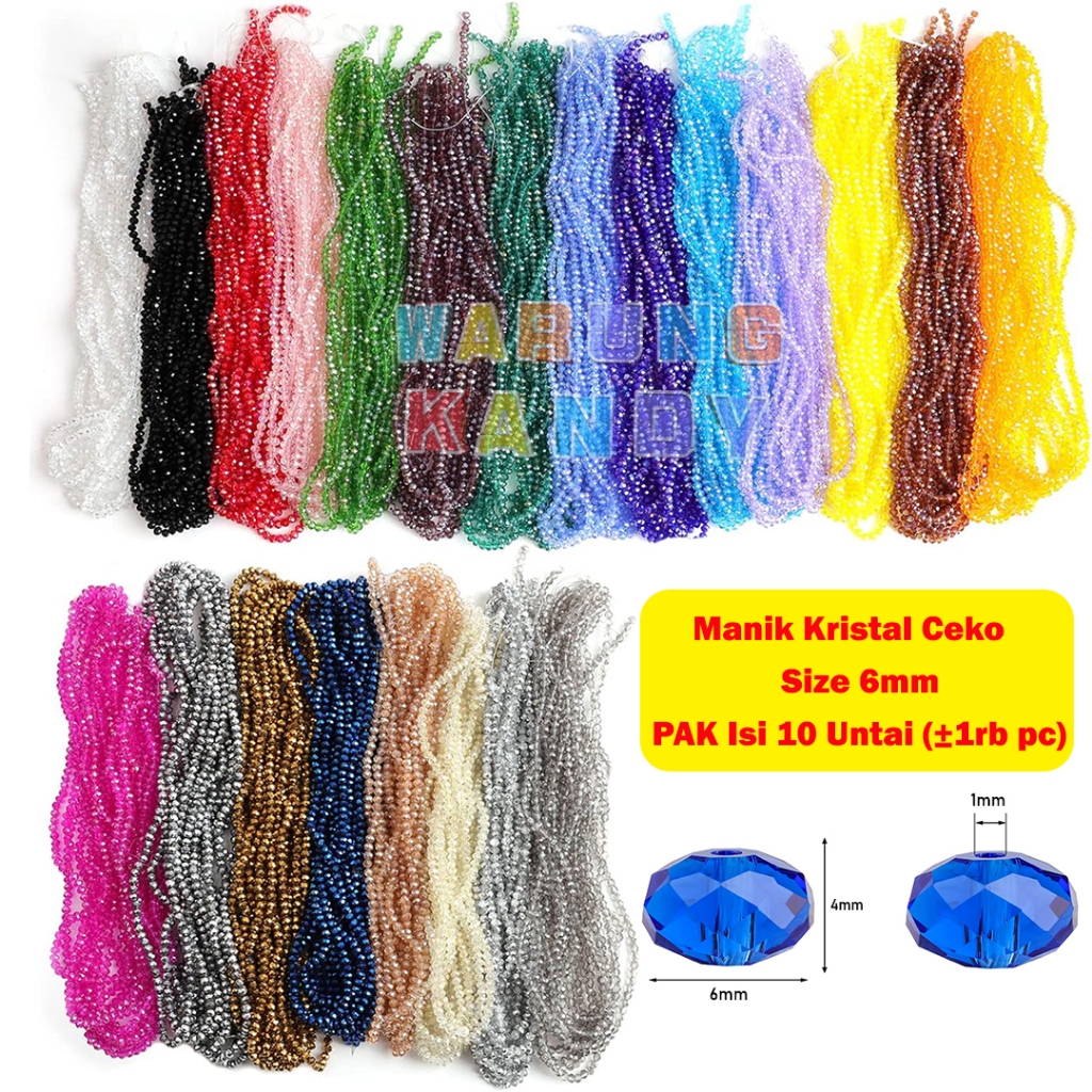 Jual Manik Kristal Ceko 6mm Warna PAK 10 Untai | Shopee Indonesia