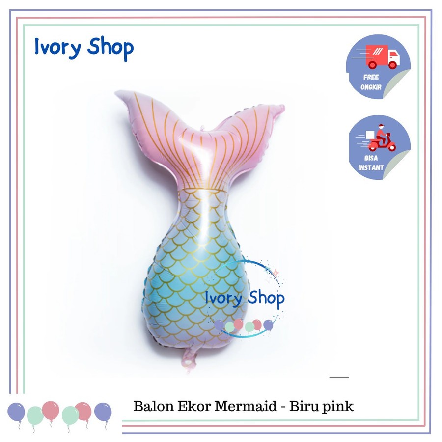 Jual Balon Foil Ekor Mermaid Pink Kuning Badan Putri Duyung | Shopee ...