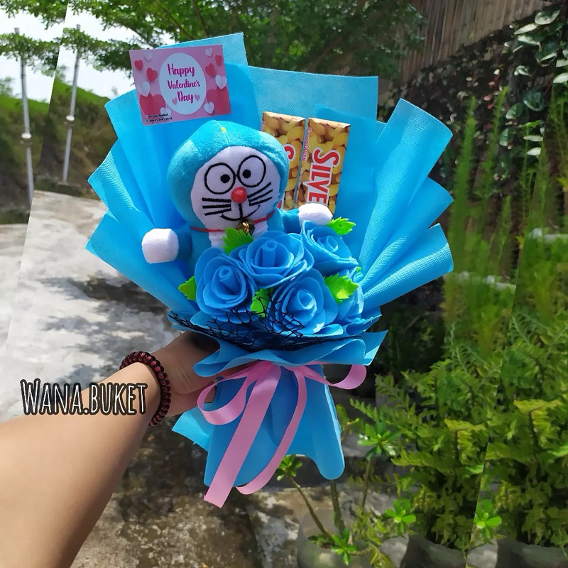 Jual Buket doraemon dan coklat silverqueen 58gr 3 batang | Shopee Indonesia