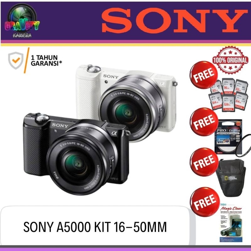 Jual SONY ALPHA A5000 KIT 16-50MM / SONY A5000 KIT 16-50MM | Shopee ...