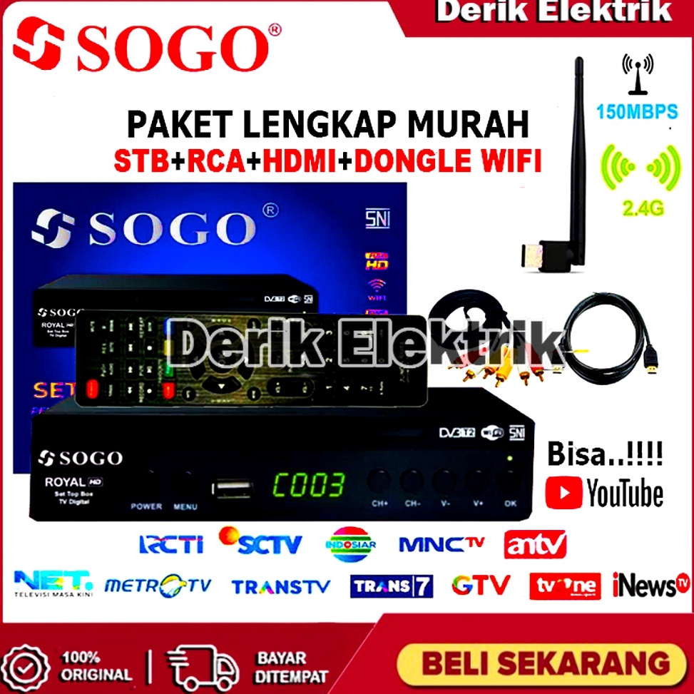 Jual lE SET TOP BOX TV DIGITAL SOGO DVB T2 EWS UHF HD ALAT TV DIGITAL ...