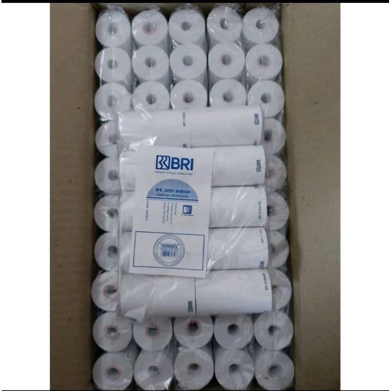 Jual 2 kertas struk thermal 57x33 EDC BRI/AGEN BRILINk/LOGO BRI ( 2 DUS ...