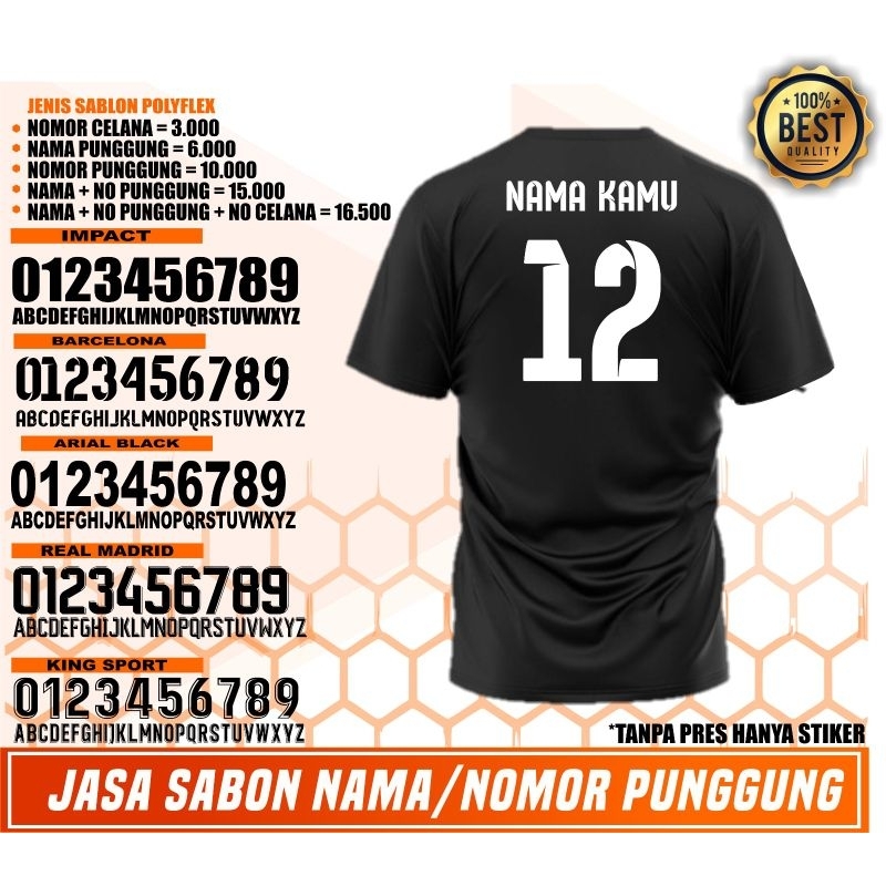 Jual Jasa Sablon Nama Nomor Punggung Nomor celana Aksesoris Jersey ...