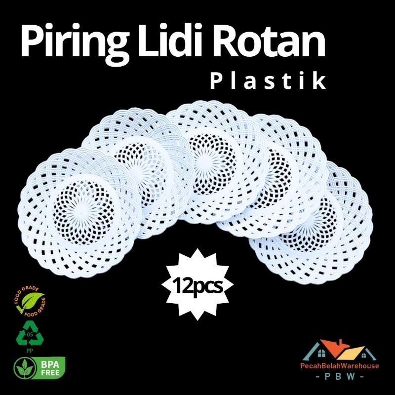 Jual 12pcs Piring Lidi Plastik Putih / Piring Rotan Plastik /1 Lusin ...