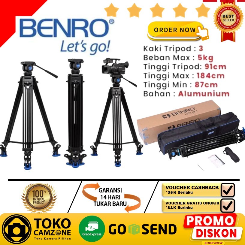 Jual Benro KH26PCN / KH26 PCN Video Head and Tripod Original/Benro ...