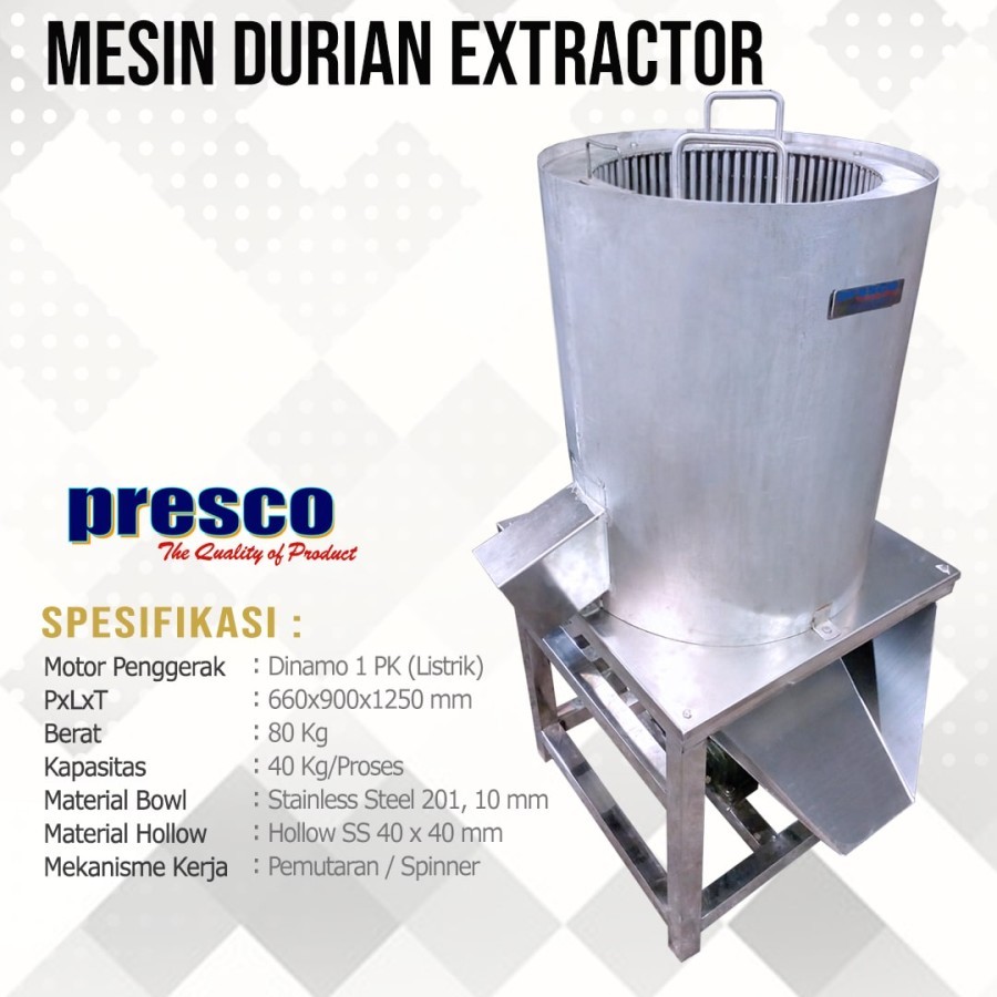 Jual Mesin Durian Extractor Kapasitas 40 kg /Proses || Mesin pemisah ...