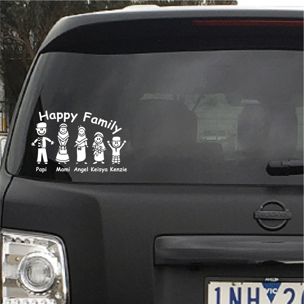 Jual CUTTING STICKER HAPPY FAMILY STIKER MOBIL HAPPY MUSLIM FAMILI LUCU ...
