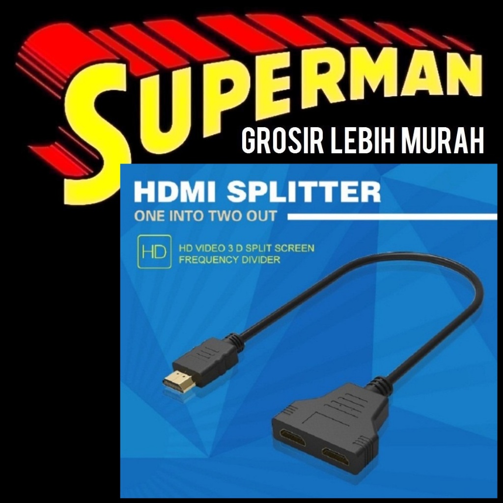 Jual (AB8) KABEL HDMI SPLITTER 2 PORT TANPA POWER 1 INPUT KE 2 OUTPUT ...