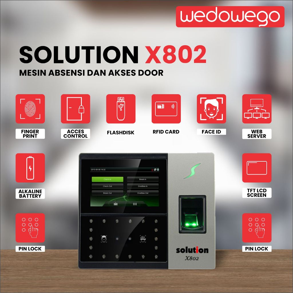 Jual Mesin absen support akses door X802 + finger+telapak tangan+wajah ...