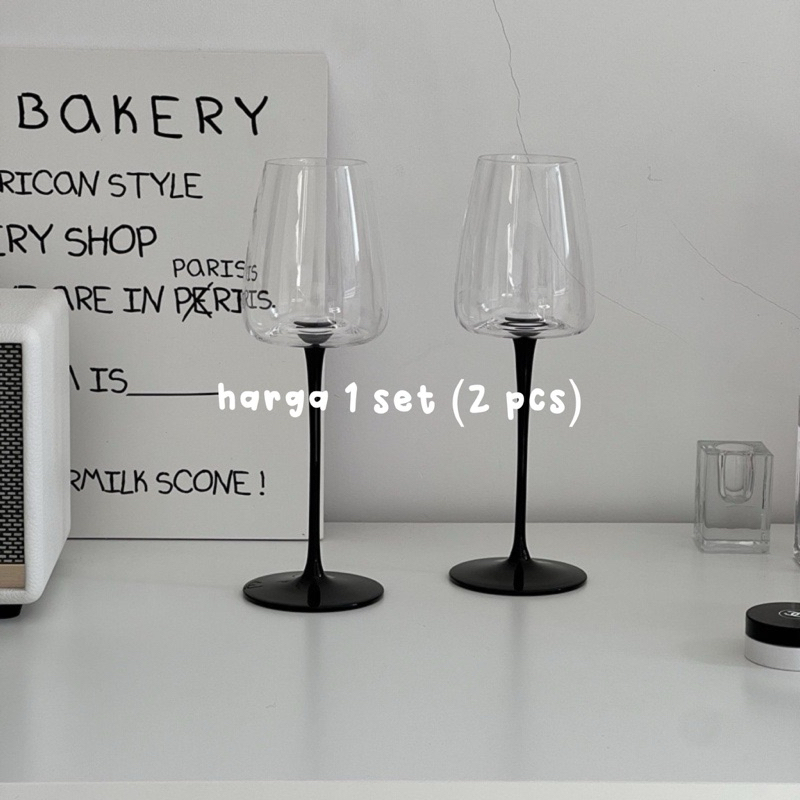 Jual Gelas Wine Hitam Black Wine Glass Korea Estetik Unik Korea ...