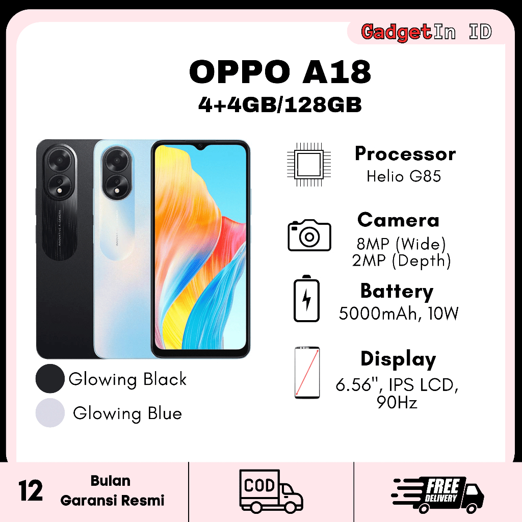 Jual OPPO A18 RAM 4/128 GB GARANSI RESMI OPPO INDONESIA | Shopee Indonesia