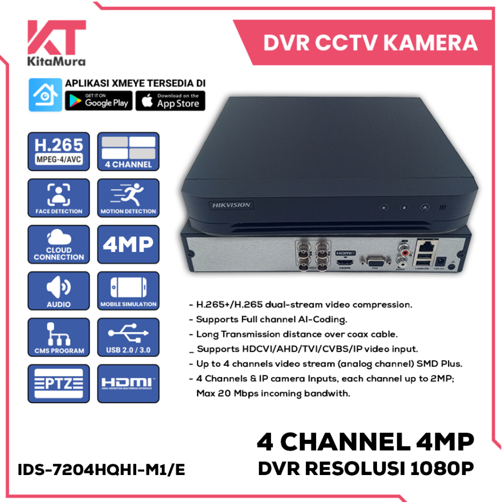 Jual iDS-7204HQHI-K1-M1/E Hikvision DVR NVR CAMERA CCTV 4 Channel ...