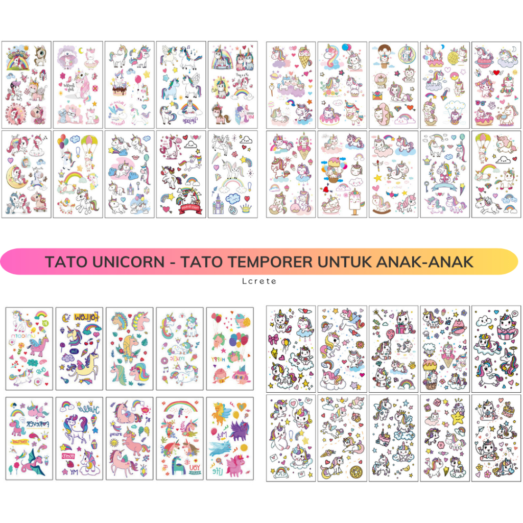 Jual Sticker Tato Anak Tato Temporer Stiker Tato Unicorn | Shopee Indonesia